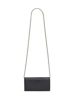 Fendi Black Continental With Chain Ff Wallet On Chain