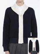Thom Browne Shawl Collar Cardigan Jacket In Wool Fleece - Multicolor