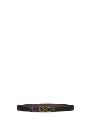 FERRAGAMO Cocoa Brown Leather Gancini Reversible Belt