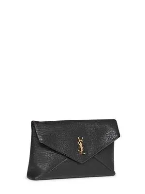 Saint Laurent Black Cassandre Large Lambskin Envelope Clutch