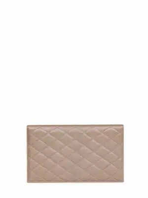 Saint Laurent Taupe Beige Paris Clutch In Grain De Poudre Embossed Leather - Multicolor
