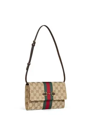 Gucci Beige And Dark Brown Horsebit Web Wallet With Strap - Multicolor