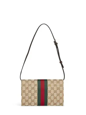 Gucci Beige And Dark Brown Horsebit Web Wallet With Strap - Multicolor