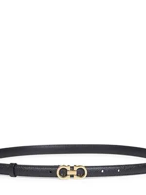 FERRAGAMO Black Hammered Calfskin Gancini Belt - Multicolor