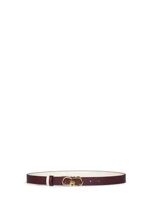 FERRAGAMO Plum And Mascarpone Cream Reversible Gancini Belt