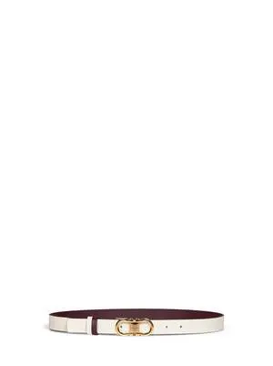 FERRAGAMO Plum And Mascarpone Cream Reversible Gancini Belt