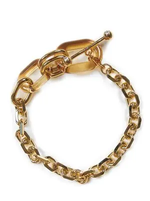 Rabanne Gold Brass And Ochre Plexiglass Oversized Link Necklace - Multicolor