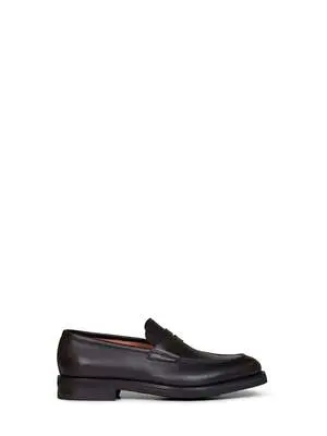 FERRAGAMO Black Hammered Leather Stefano Penny Loafer