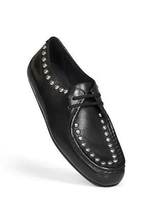 JIL SANDER Black Leather Loafers With Studs