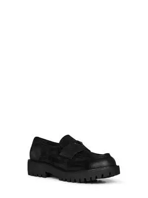 Prada Calzature Black Vintage-effect Nubuck Loafers