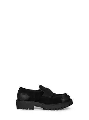 Prada Calzature Black Vintage-effect Nubuck Loafers - Multicolor