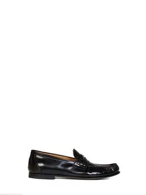 Fendi Black Shiny Calf Leather Scrunch Loafers