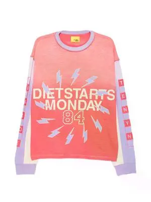 DIET STARTS MONDAY Logo-print Panelled Sweater - Red