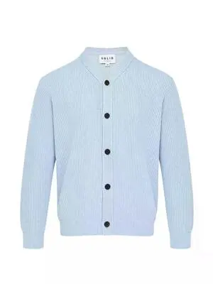 SOLID HOMME Ribbed-knit Button-up Cardigan