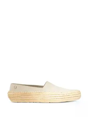 Loewe Rio Slippers In Suede And Raffia - Neutrals
