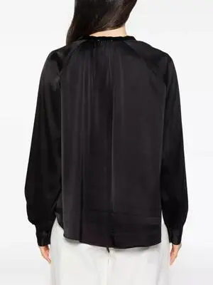 FORTE_FORTE Velvet-ribbon Silk-satin Shirt
