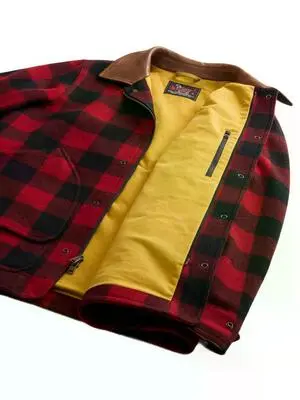 Woolrich Buffalo Check Leather-collar Jacket