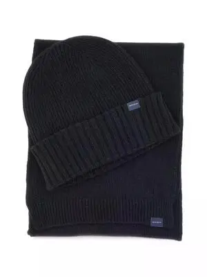 Woolrich Ribbed-knit Scarf And Beanie Hat - Black