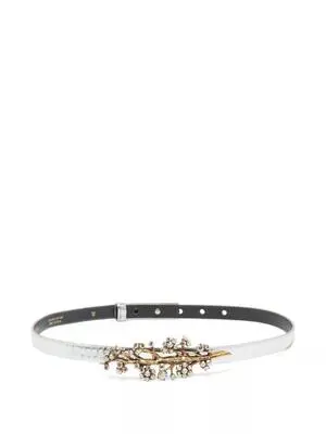 Oscar De La Renta Crystal-embellished Leather Belt