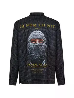 IH NOM UH NIT Checked Graphic-print Shirt - Black