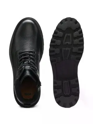 Hugo Pebbled-leather Lace-up Boots