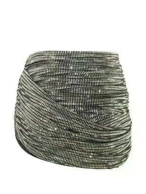 SELF-PORTRAIT Crystal-embellished Ruched Mini Skirt