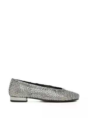 CAREL Cassis Woven Leather Ballet Flats - Silver
