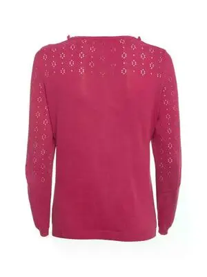 Red Valentino Ruffle-trim Pointelle-knit Sweater