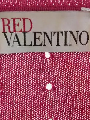Red Valentino Ruffle-trim Pointelle-knit Sweater