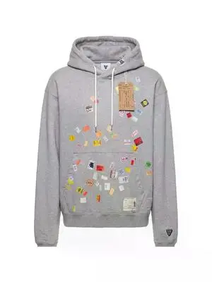 Mihara Yasuhiro Price Tag Sticker Printed Hoodie - Grey