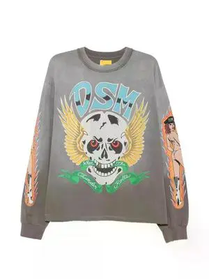 DIET STARTS MONDAY Skull-print Long-sleeve T-shirt - Grey