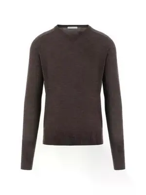 OLIVER LATTUGHI V-neck Merino Sweater - Brown