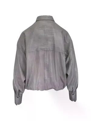 Brunello Cucinelli Pinstripe-pattern Elasticated-hem Blouse