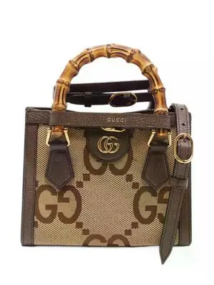 Gucci Small Bamboo Diana Gg Jumbo Canvas Tote Bag