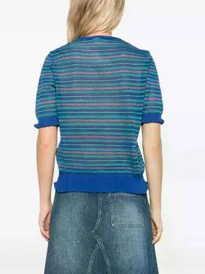 JW Anderson Sheer Fairisle Top In Cobalt
