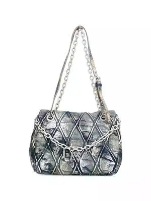 DIESEL® Charm-d Shoulder Bag In Metallic-foil Denim