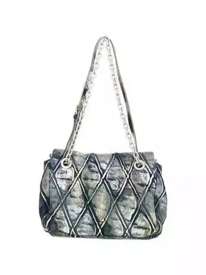 DIESEL® Charm-d Shoulder Bag In Metallic-foil Denim