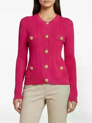 Balmain Button-embellished Pointelle Cardigan