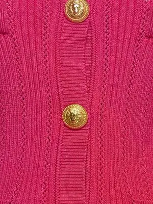 Balmain Button-embellished Pointelle Cardigan