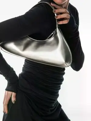 By Far Amberette Metallic Leather Shoulder Bag