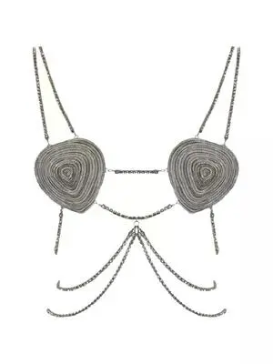 Patrizia Pepe Rhinestone-embellished Chain Bra - Silver
