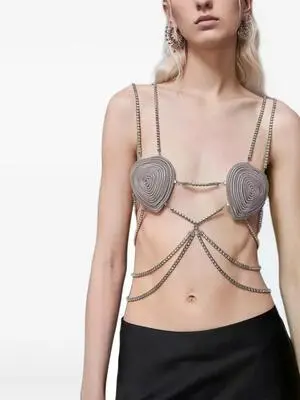 Patrizia Pepe Rhinestone-embellished Chain Bra