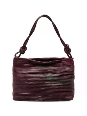 SOMMET L Aisha Rows Pleated Leather Shoulder Bag - Red