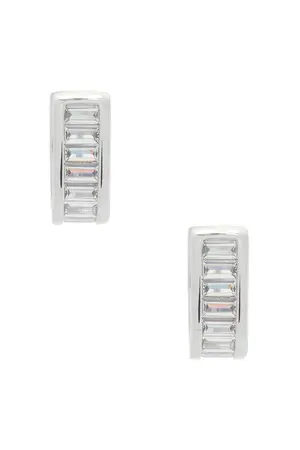 DEHANCHE Crystal Baguette Huggie Earrings In Metallic