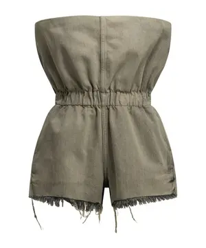 Rick Owens Strapless Frayed-hem Jumpsuit