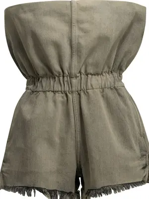 Rick Owens Strapless Frayed-hem Jumpsuit