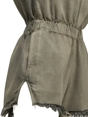 Rick Owens Strapless Frayed-hem Jumpsuit