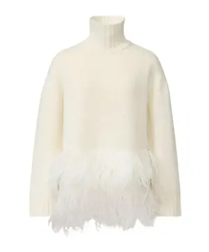 Fabiana Filippi Feather-trim Knitted Sweater - Raffia