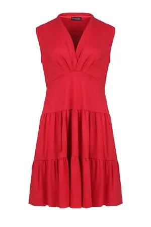 CONQUISTA Draped V-neck Tie Dress