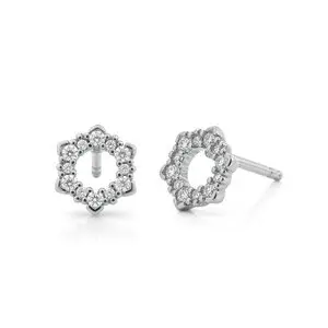 NELLOU JEWELLERY Hexa Stud Earrings Sterling - Silver